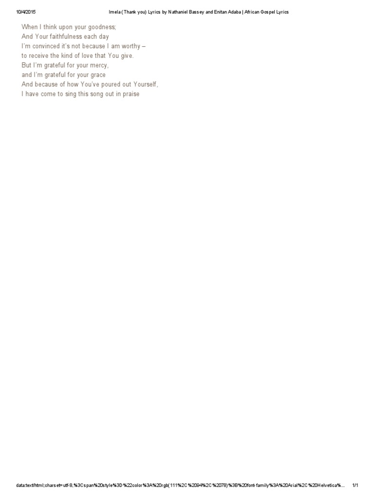 Imela (Thank You) Lyrics by Nathaniel Bassey and Enitan Adaba - African ...