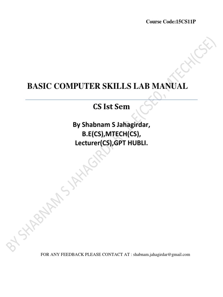 Bcs Lab New Syllabus Manual 15CS11P | PDF | Bios | Personal Computers
