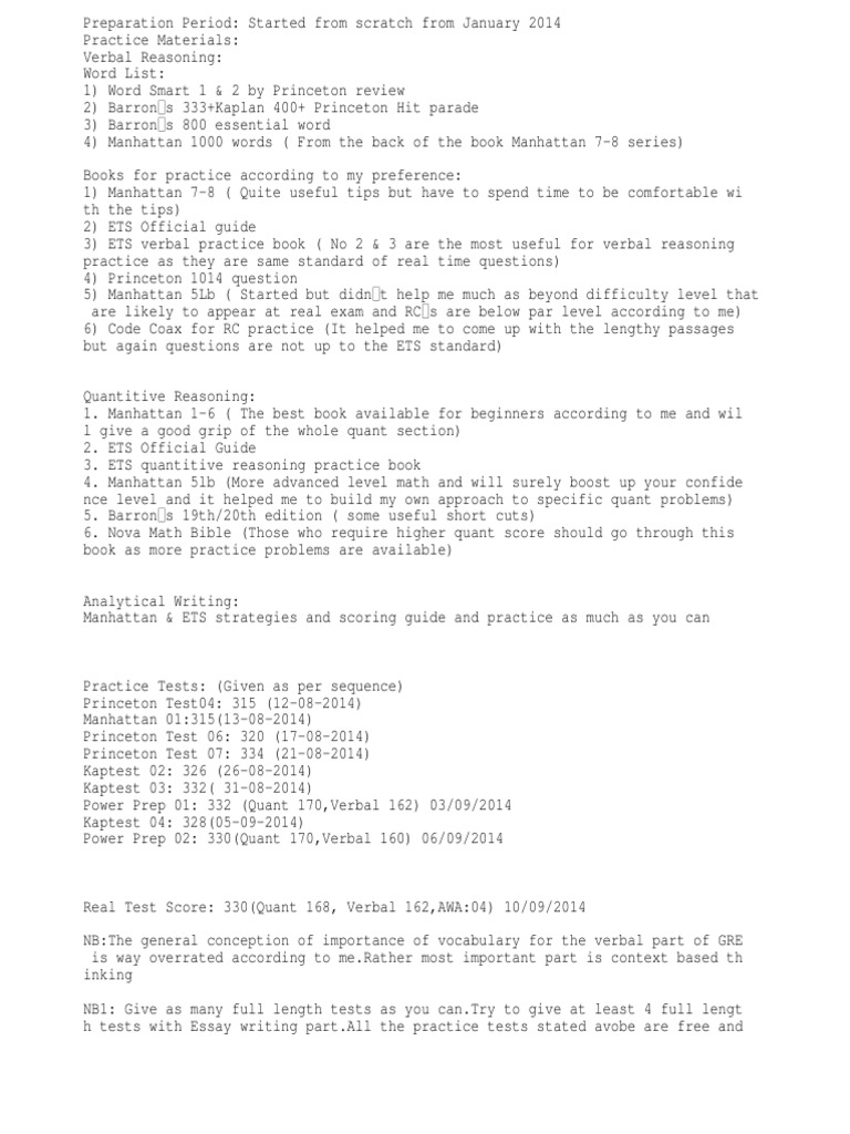 A Comprehensive Study Plan and Preparation Materials for the GRE ...