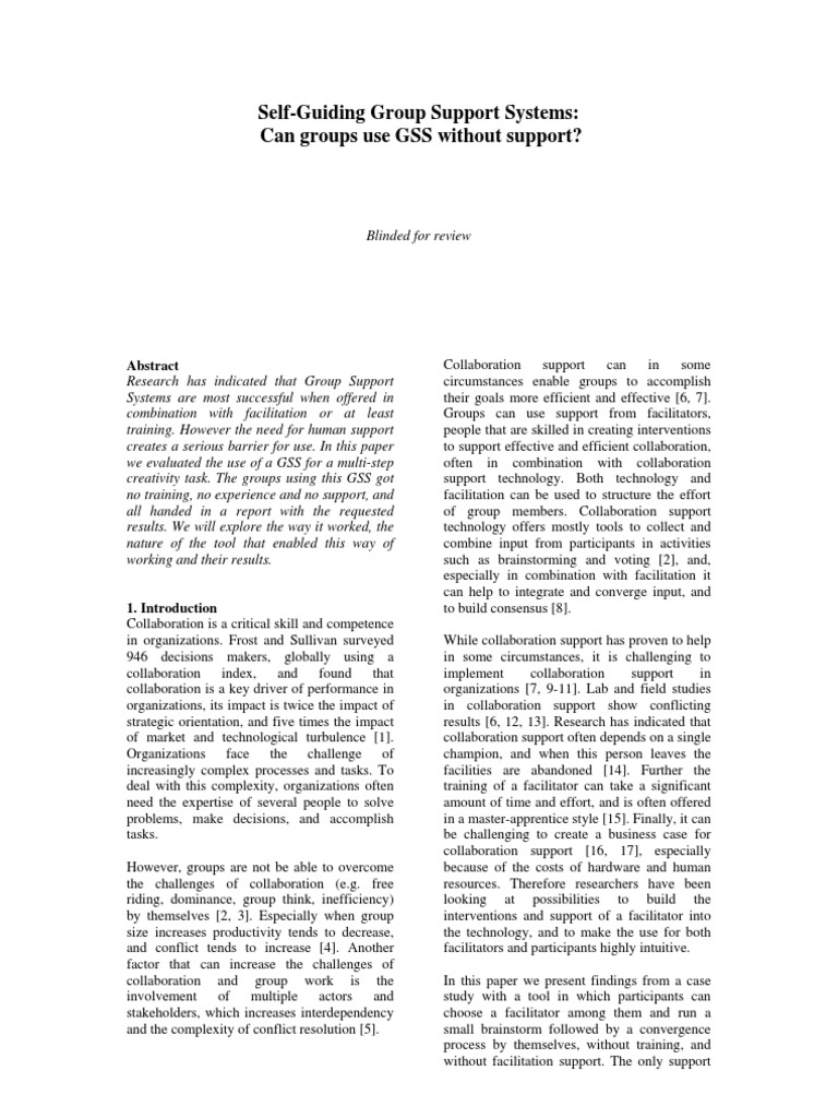 Self-Guiding Group Support Systems: Can Groups Use GSS Without Support ...
