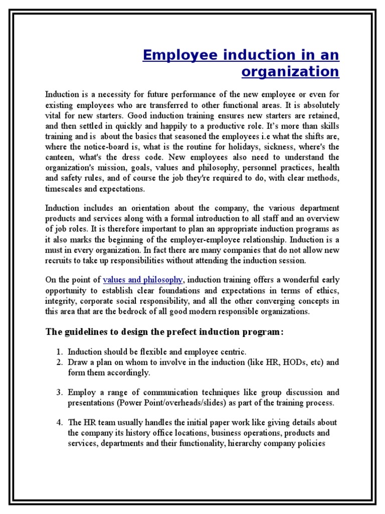 Employee Induction | PDF | Employee Retention | Employment
