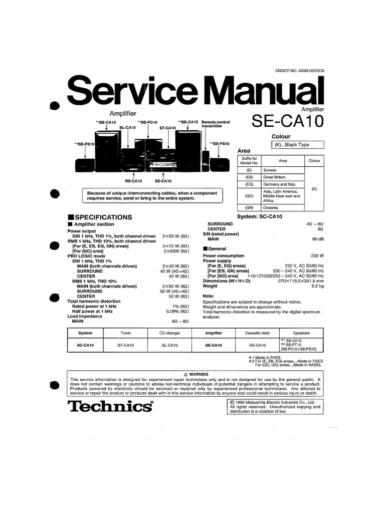 Technics SE CA10 Service Manual