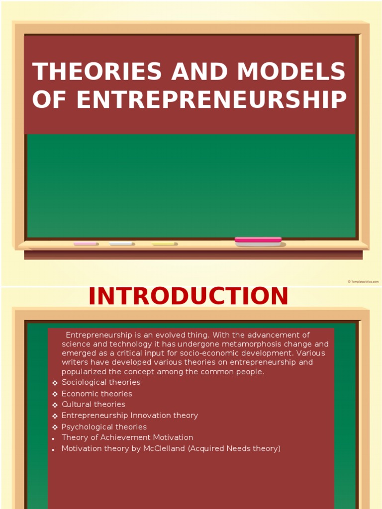 Theories and Models of Entrepreneurship | PDF | Entrepreneurship ...