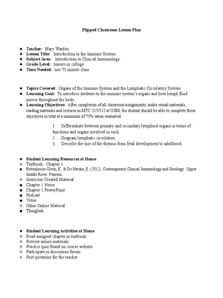 Flipped Classroom Lesson Plan | PDF