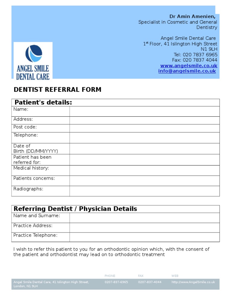 AngelSmile Dental Referral Form | PDF