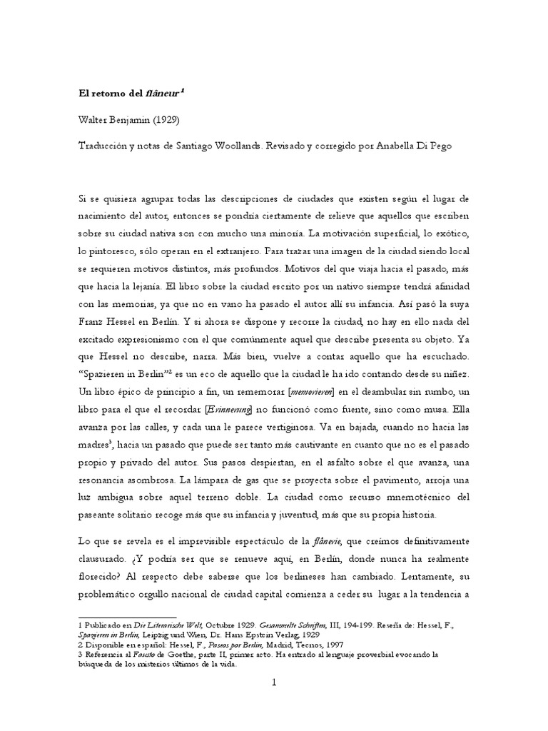 Benjamin - El Retorno de Flaneur - Version Definitiva | PDF