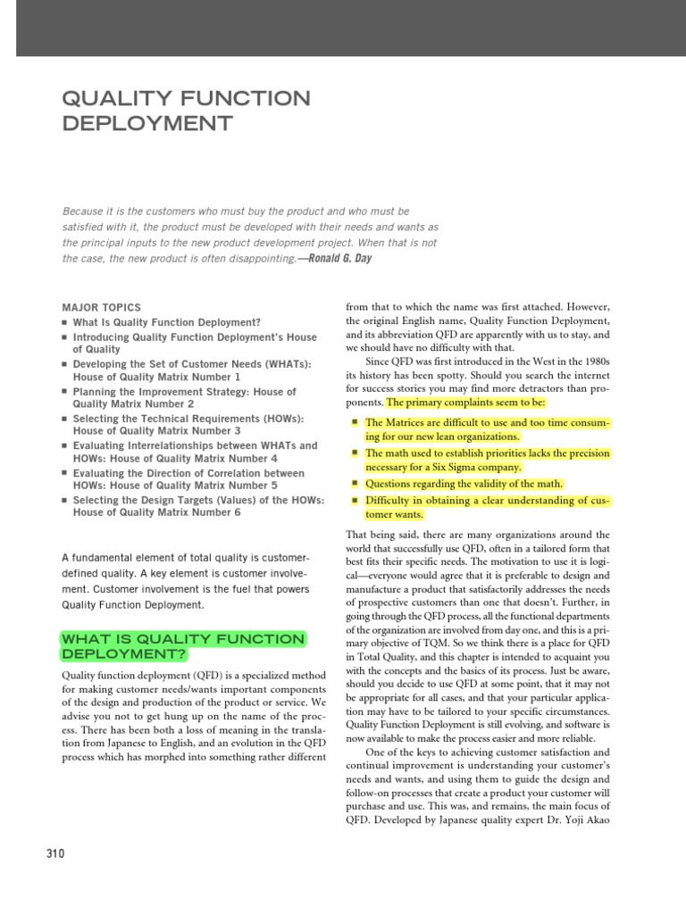Quality Function Deployment Article Ronald G. Bay | PDF | Customer ...