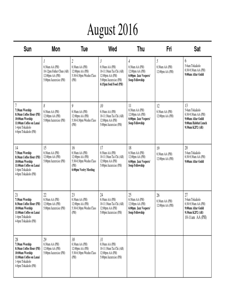 August Calendar | PDF