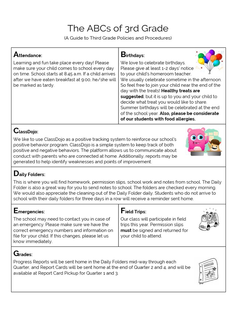 The Abcs of 3Rd Grade: (A Guide To Third Grade Policies and Procedures ...