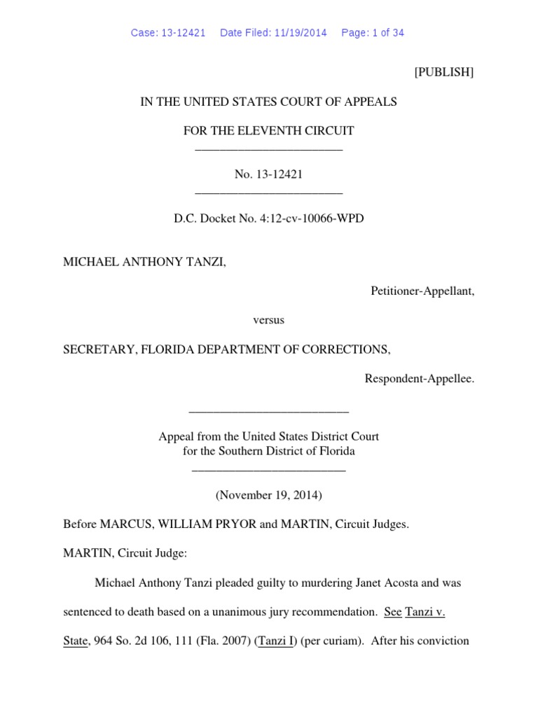 Tanzi v. Florida DOC: Habeas Appeal Summary | PDF | Supreme Court Of ...