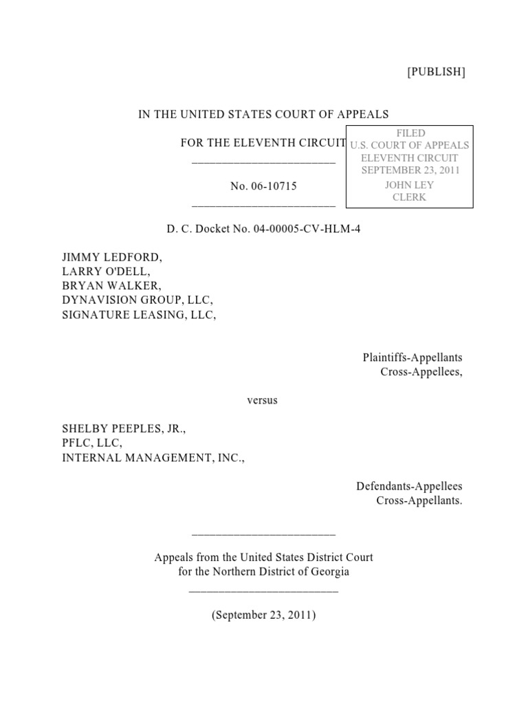 Jimmy Ledford v. Shelby Peeples, JR., 11th Cir. (2011) | PDF | Deed ...