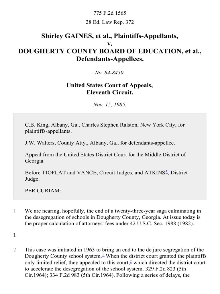 Shirley Gaines v. Dougherty County Board of Education, 775 F.2d 1565 ...