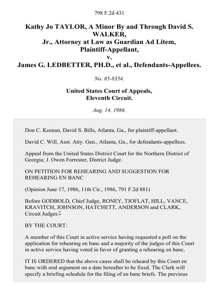 Kathy Jo Taylor, A Minor by and Through David S. Walker, JR., Attorney ...