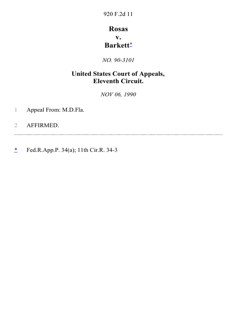 Rosas v. Barkett, 920 F.2d 11, 11th Cir. (1990) | PDF