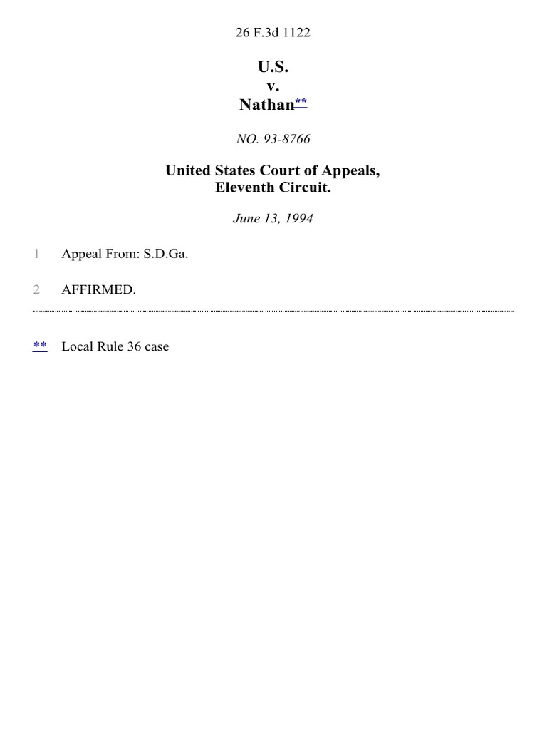 United States v. Nathan, 26 F.3d 1122, 11th Cir. (1994) | PDF | Law