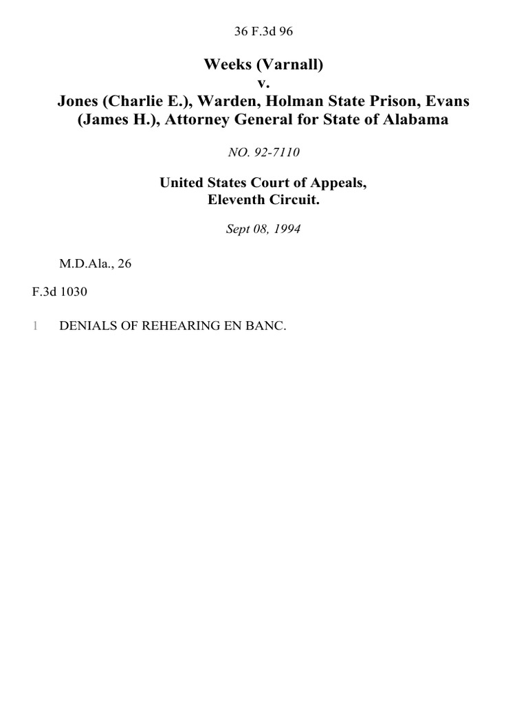 Weeks (Varnall) v. Jones (Charlie E.), Warden, Holman State Prison ...