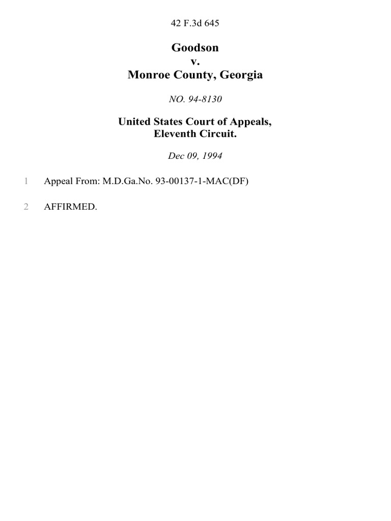 Goodson v. Monroe County, Georgia, 42 F.3d 645, 11th Cir. (1994) | PDF