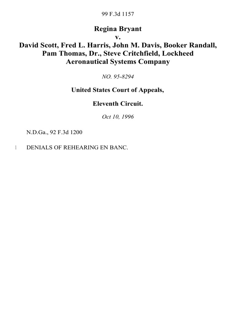 Regina Bryant v. David Scott, Fred L. Harris, John M. Davis, Booker Randall, Pam Thomas, DR ...