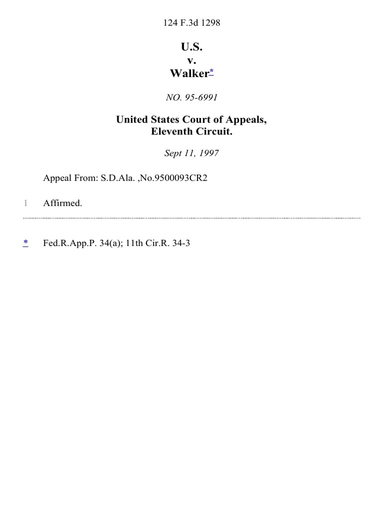 United States v. Walker, 124 F.3d 1298, 11th Cir. (1997) | PDF
