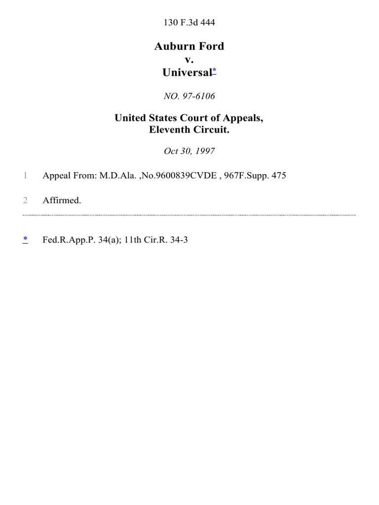 Auburn Ford v. Universal, 130 F.3d 444, 11th Cir. (1997) | PDF