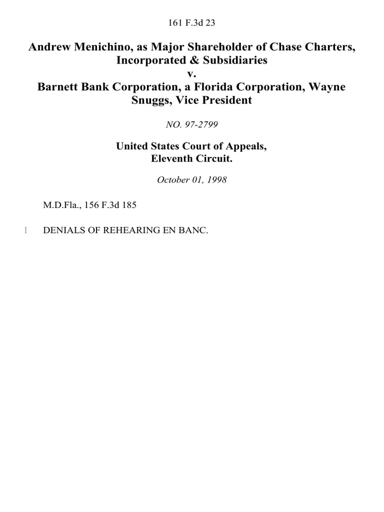 Andrew Menichino, As Major Shareholder of Chase Charters, Incorporated ...
