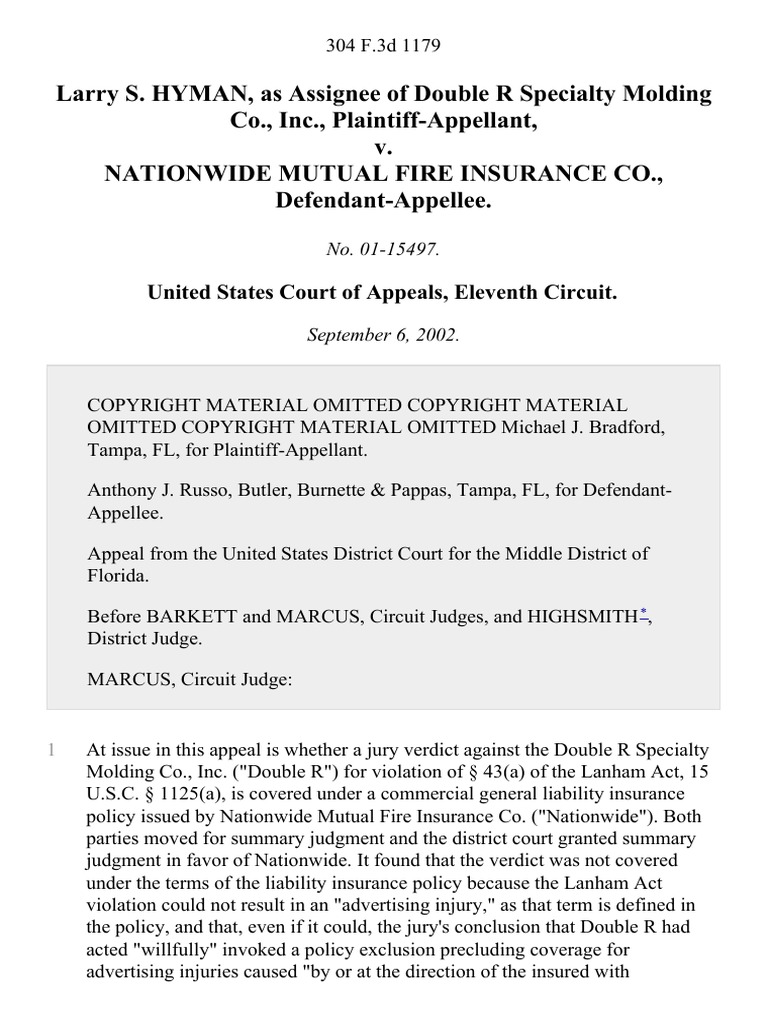Insurance Coverage Dispute Ruling | PDF | Trade Dress | Trademark