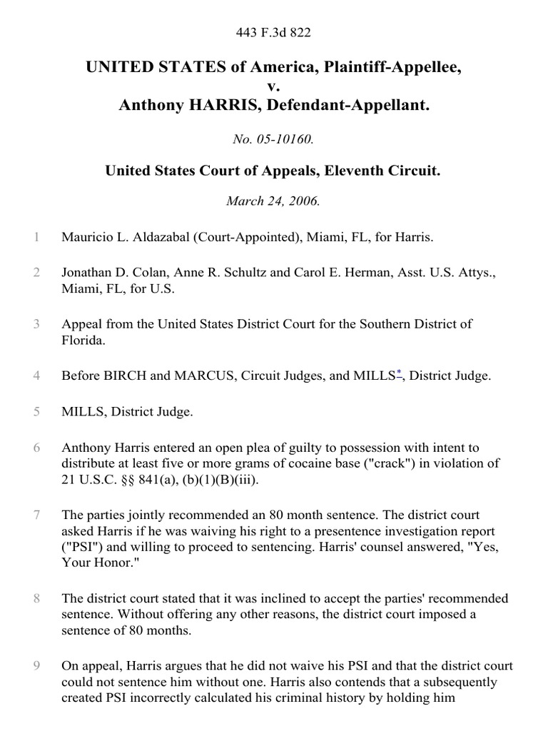 UNITED STATES of America, Plaintiff-Appellee, v. Anthony HARRIS ...