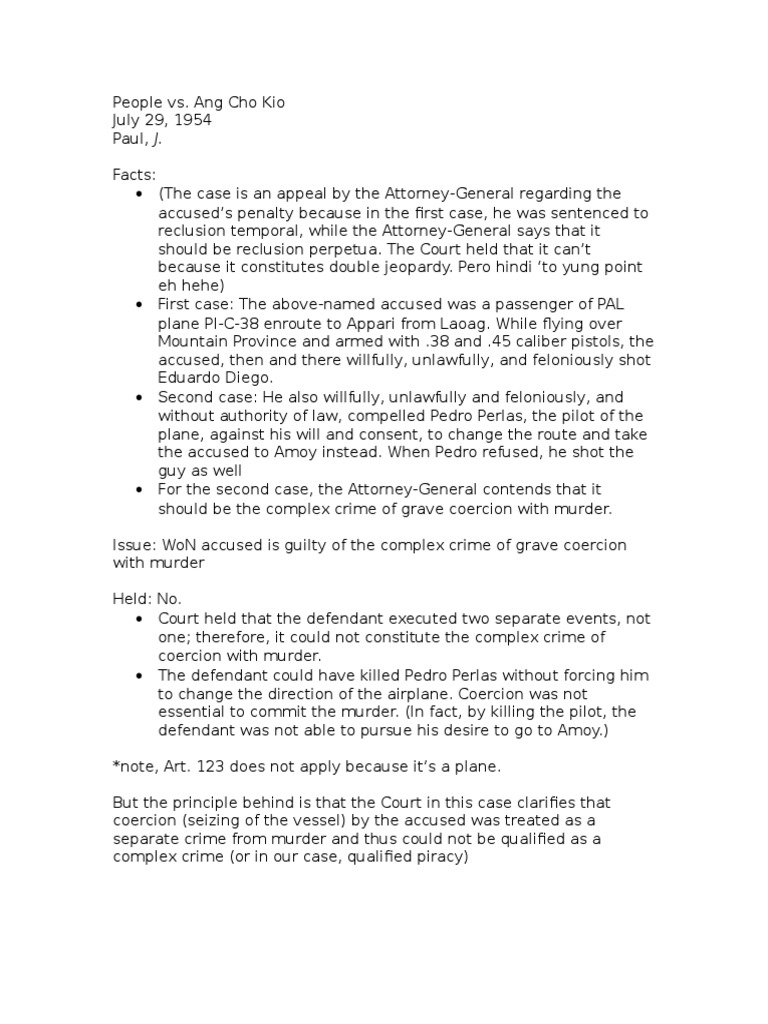 People Vs Ang Cho Kio | PDF