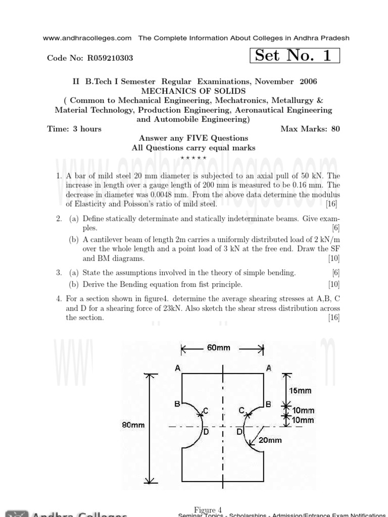 r059210303 Mechanics of Solids | PDF | Bending | Beam (Structure)