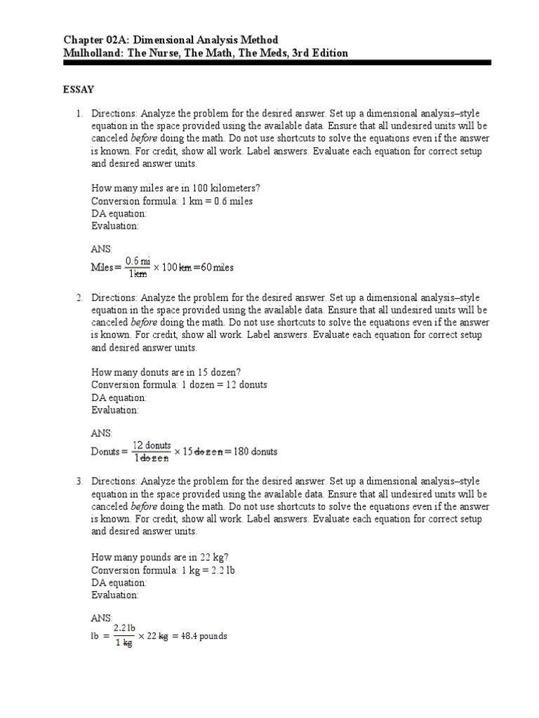 Chapter 02A: Dimensional Analysis Method Mulholland: The Nurse, The ...