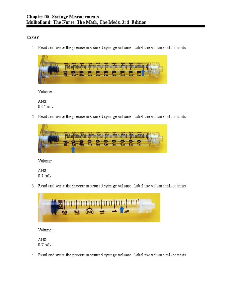 Chapter 06: Syringe Measurements Mulholland: The Nurse, The Math, The ...