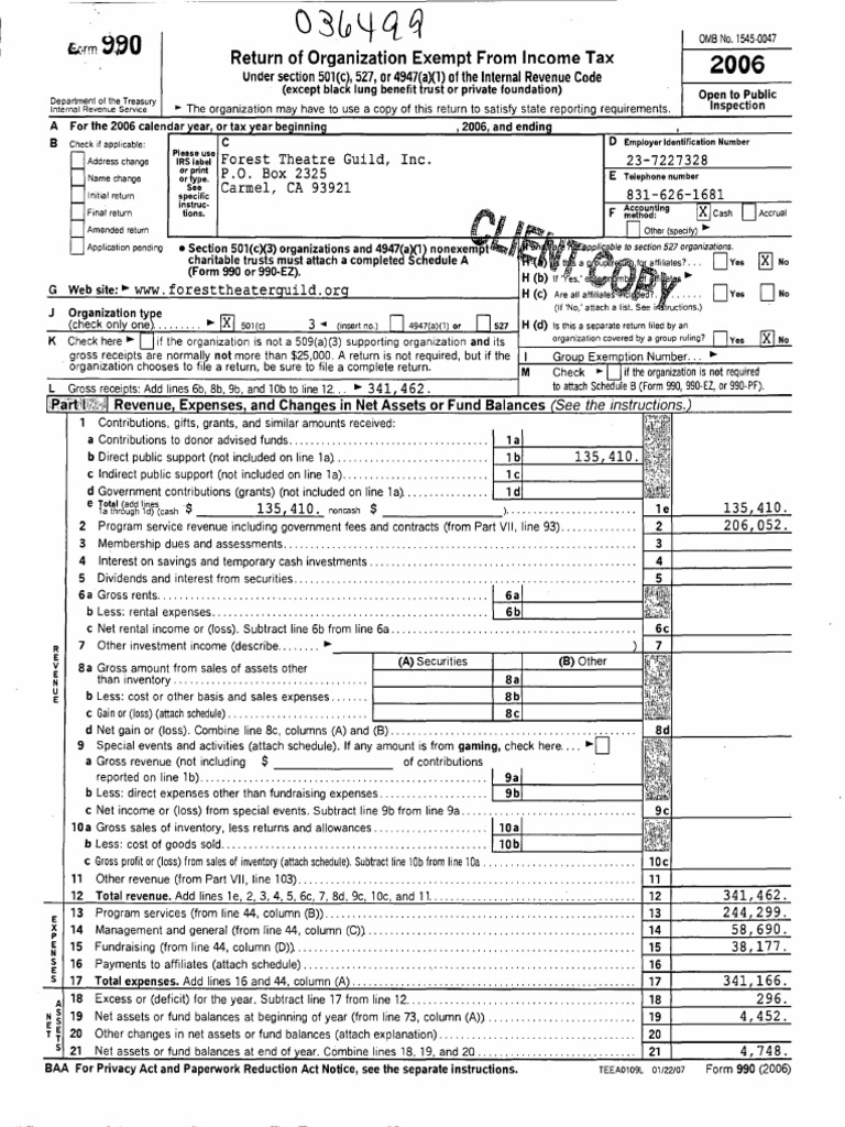 FTG Irs Form 990 2006 | PDF | Irs Tax Forms | Employee Benefits