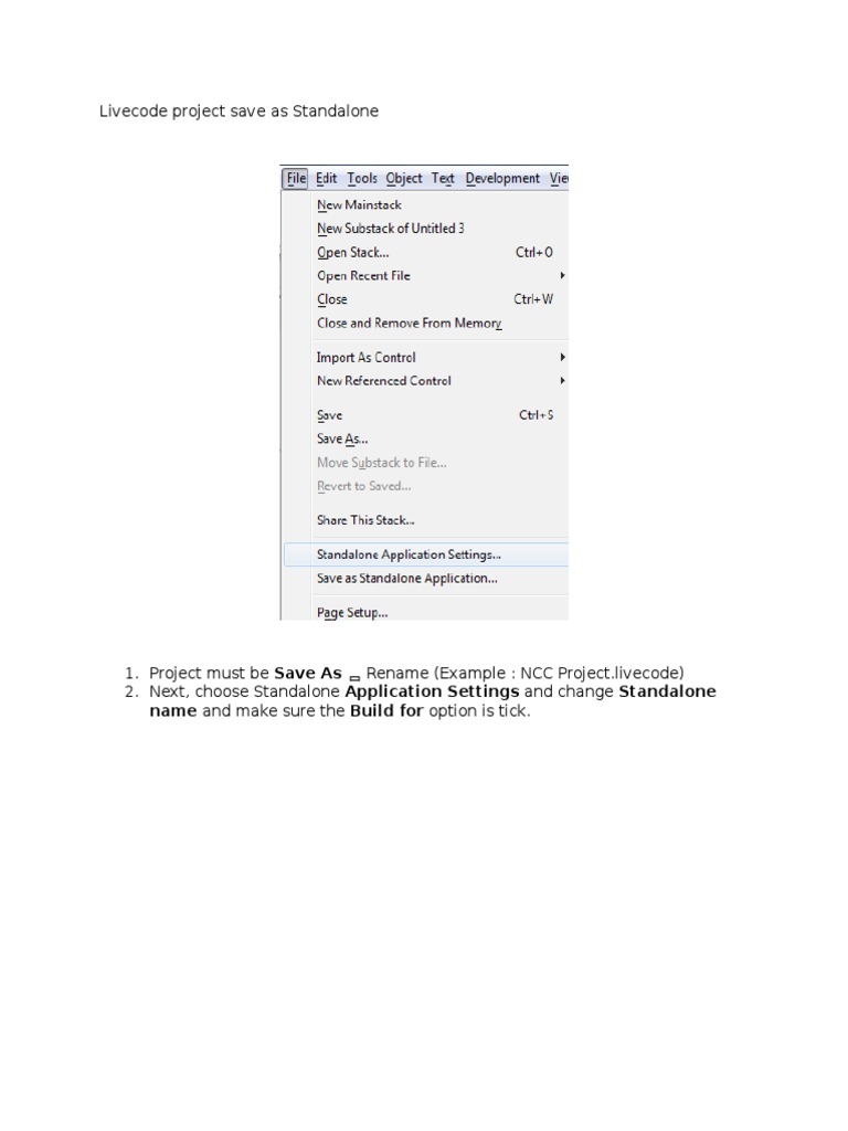 Create Livecode Standalone App | PDF