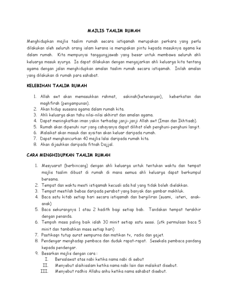 Majlis Taalim Rumah | PDF