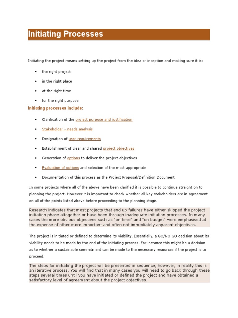 Initiating Processes | PDF | Evaluation | Leadership