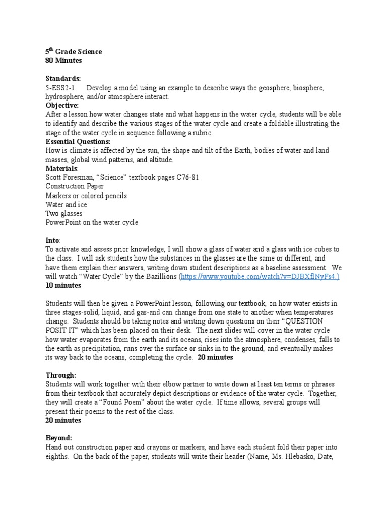 5 Grade Science 80 Minutes Standards | PDF | Water Cycle | Ice