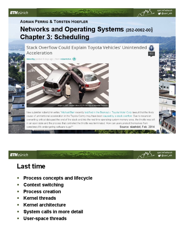 Networks and Operating Systems Chapter 3: Scheduling: A P & T H (252-0062-00) | PDF