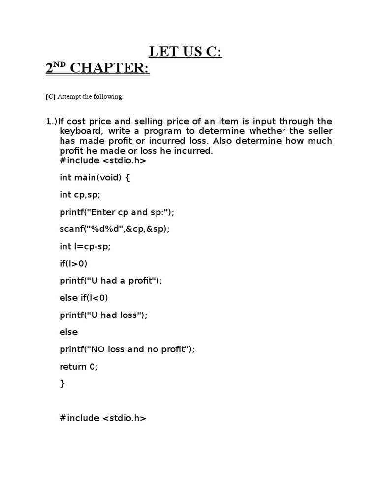 Let Us C: 2: Attempt The Following | PDF