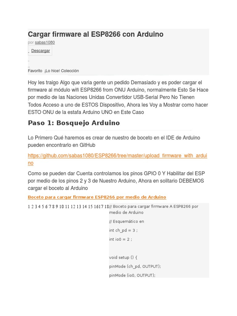 Cargar Firmware Al ESP8266 Con Arduino | PDF | Arduino | Hardware de la computadora