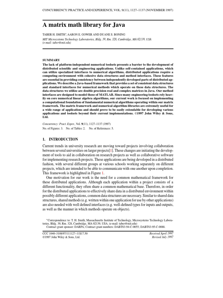 Concurrency and Java: A matrix math library | PDF | Matlab | Matrix ...