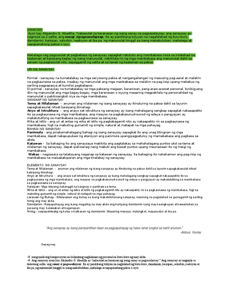 SANAYSAY | PDF