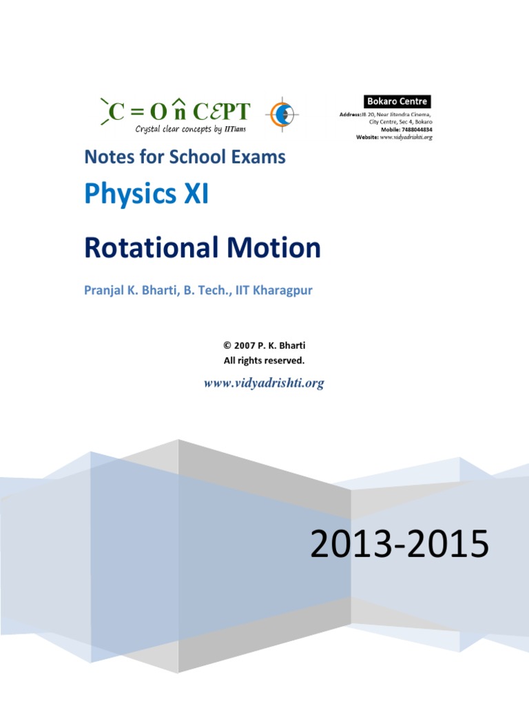 Physics XI: Rotational Motion | PDF | Rotation Around A Fixed Axis | Angular Momentum