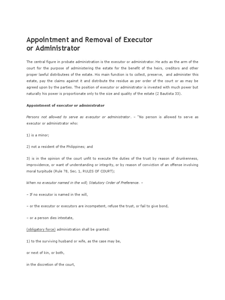 Appointment of Executor or Administrator | PDF | Probate | Executor