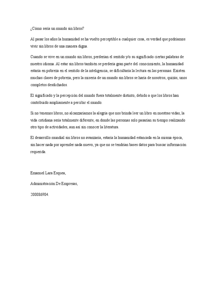 Cómo Sería Un Mundo Sin Libros | PDF