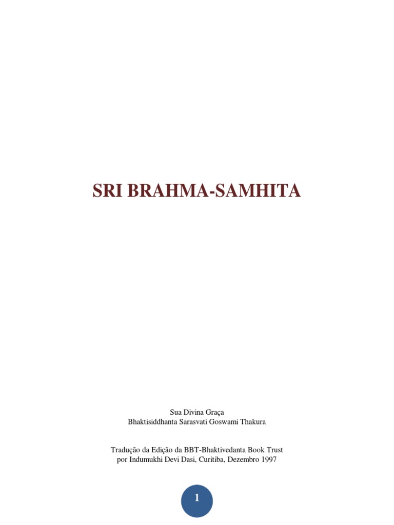 Sri Brahma Samhita PDF | PDF