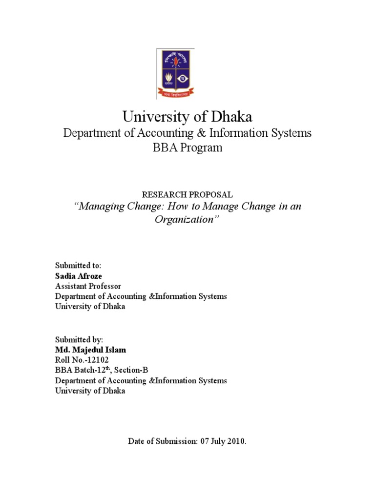University of Dhaka: Department of Accounting & Information Systems BBA ...