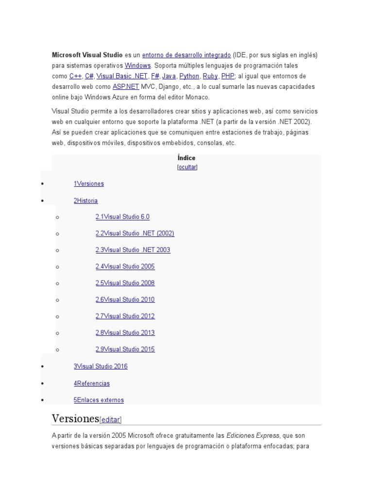 Microsoft Visual Studio | PDF