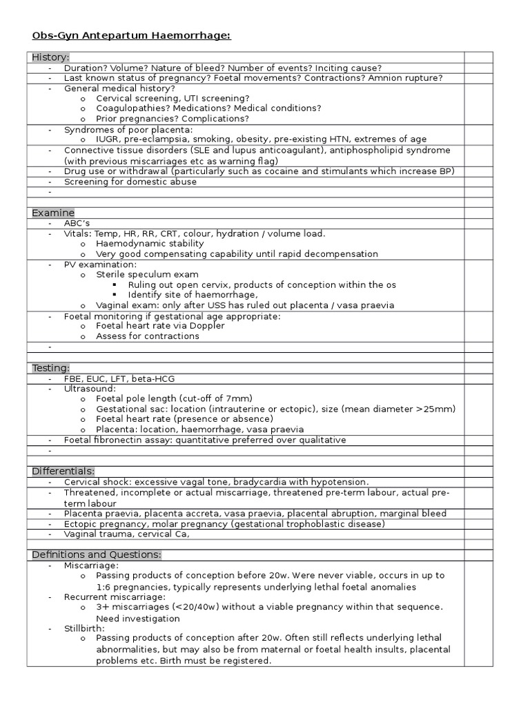 Ob-Gyn OSCE APH | PDF | Miscarriage | Fetus