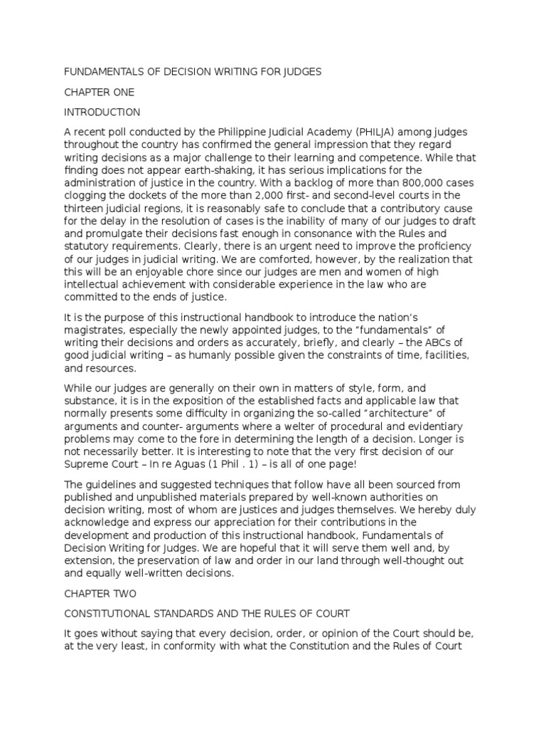 Fundamentals of Decision Writing For Judges | PDF | Lawsuit | Judgment ...