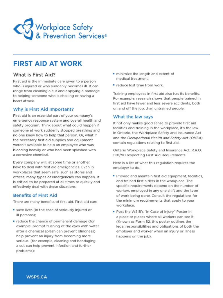 First Aid at Work Final | PDF | First Aid | Employment